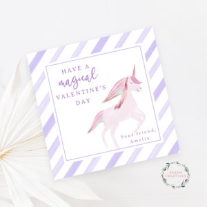 Printable Unicorn Valentine Tag, Unicorn Valentines Day Card for Kids ...