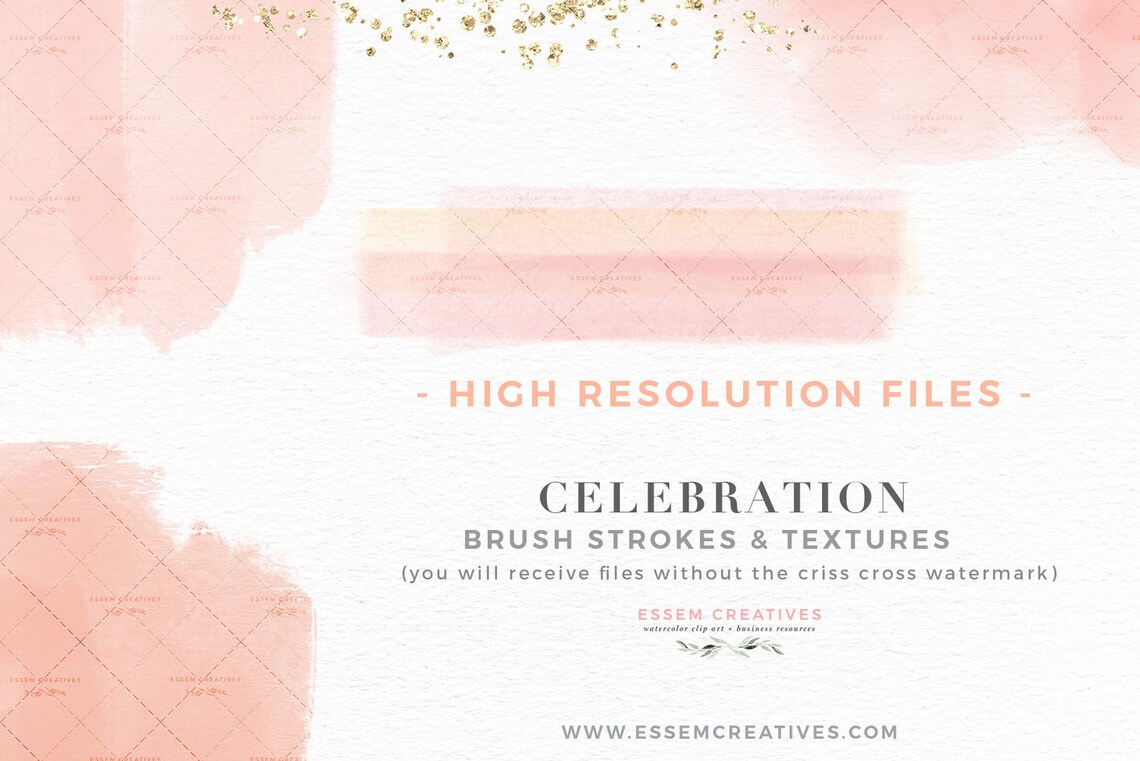 Watercolor Brush Strokes Textures Clipart, Blush Pink Peach Gold ...
