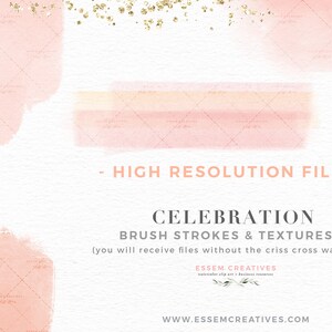 Watercolor Brush Strokes Textures Clipart, Blush Pink Peach Gold ...