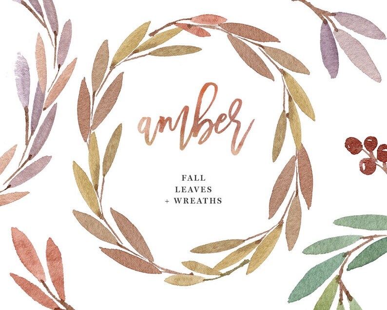 Watercolor Wreath Clip Art Fall Leaves Autumn Wreath - Etsy