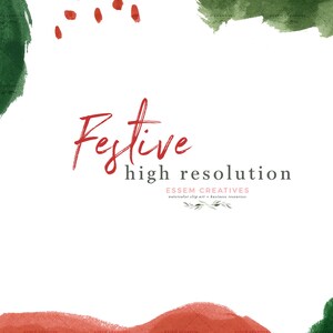 Abstract Christmas Card Clip Art, Modern Holiday Watercolor Splash ...
