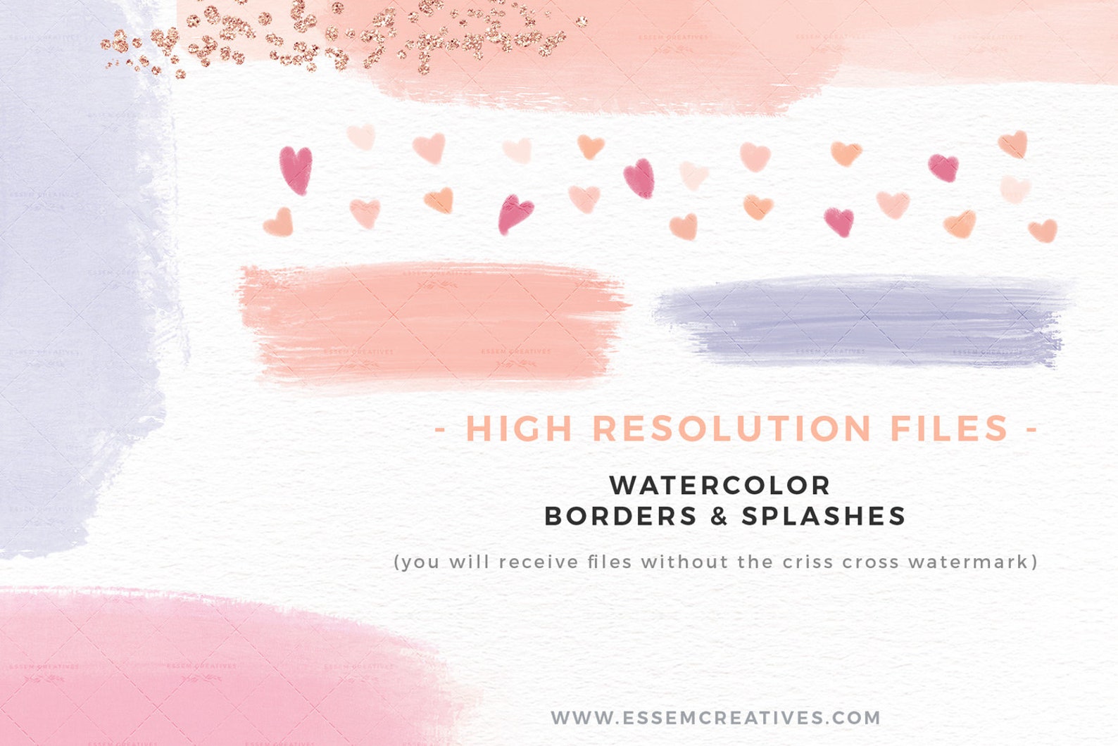 Pink Purple Watercolor Washi Tapes, Watercolor Brush Strokes Textures ...