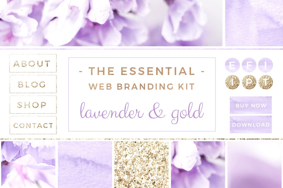 Lavender Gold Web Blog Branding Kit Purple Branding Feminine | Etsy