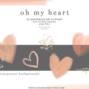 Watercolor Hearts Clipart, Valentines Day PNG Graphics Illustrations ...