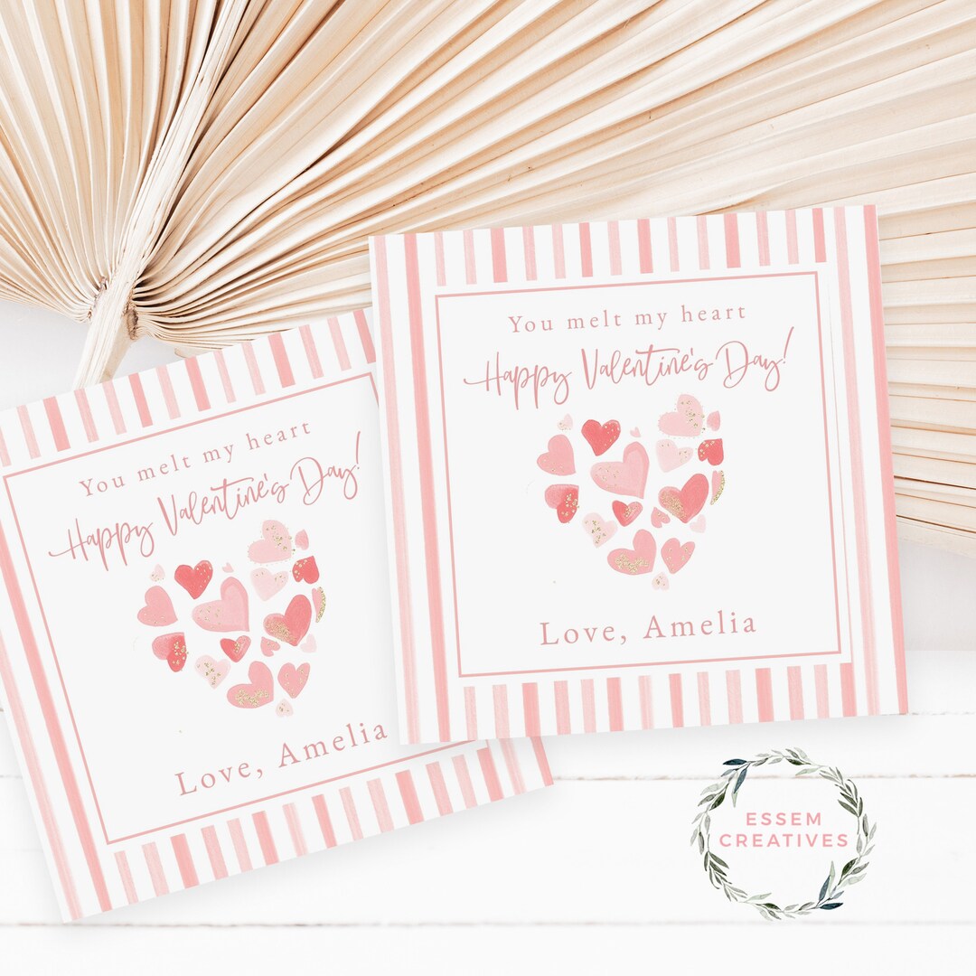 Kids Valentines Gift Tags, You Melt My Heart School Classroom Tags ...