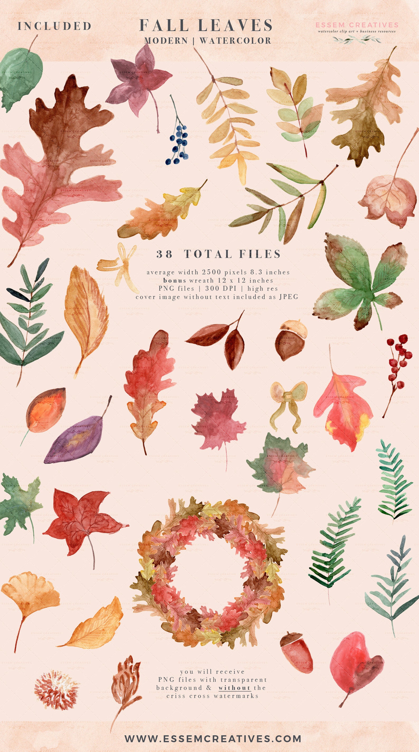 Watercolor Fall Leaves Clipart, Autumn Leaves Clip Art, Thanksgiving ...