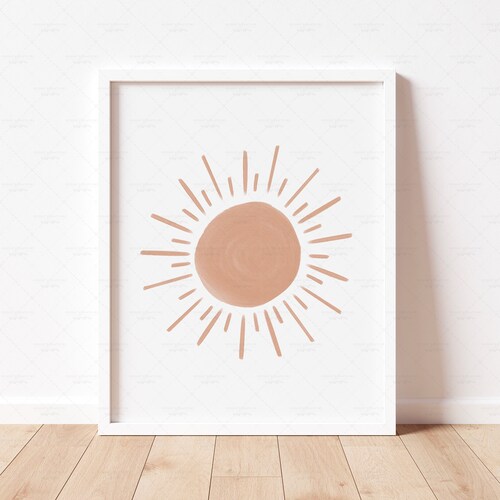 Neutral Sun Print Boho Nursery Prints Sun Wall Art Poster | Etsy