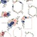 Blush and Navy Watercolor Flowers Clipart Floral Clipart - Etsy
