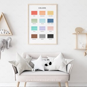 Colors Poster for Kids, Color Chart for Preschool Classroom, Colours ...