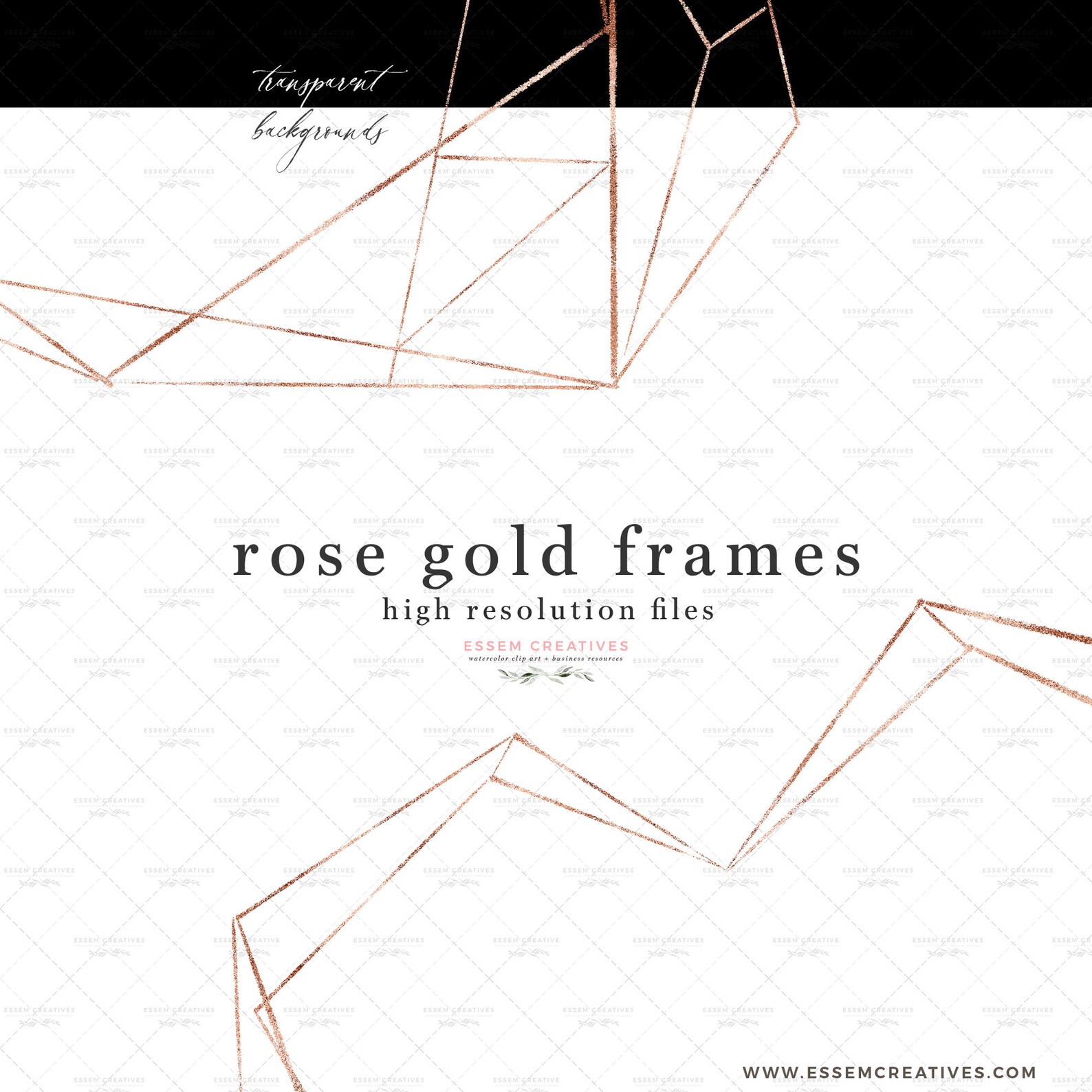 Empty Rose Gold Geometric Frames Clipart Crystal Frames Clip - Etsy