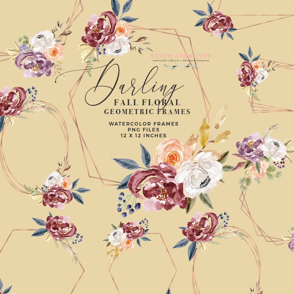 Fall Watercolor Flowers Clipart Boho Chic Floral Wreaths - Etsy