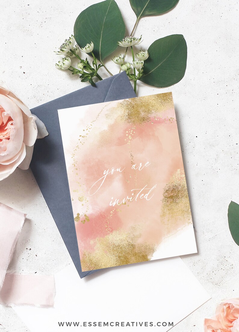 Blush Pink Gold Watercolor Clipart Texture Shapes Splash - Etsy