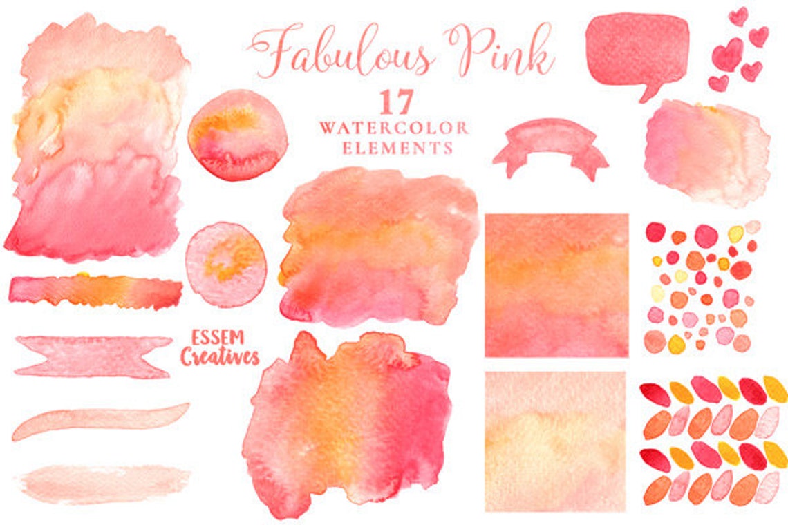 Pink Watercolor Splash Clipart Watercolour Texture Background - Etsy