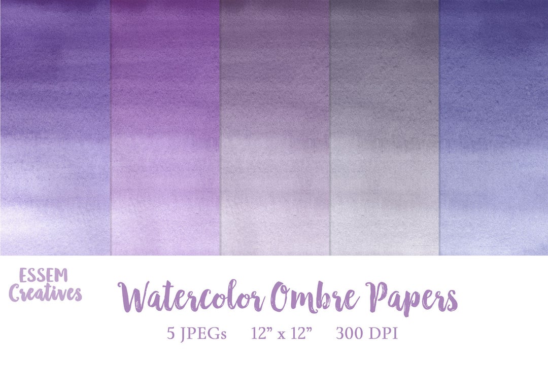 Watercolor Background Digital Paper, Purple Ombre, 12x12, Printable ...