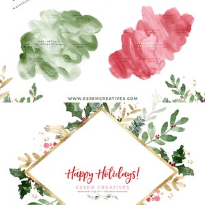 Watercolor Christmas Clipart, Holiday Clip Art, Christmas Photo Card ...