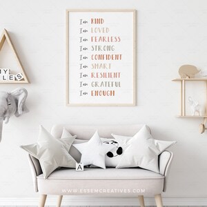Neutral Affirmations for Kids Poster, Boho Daily Saying Print ...