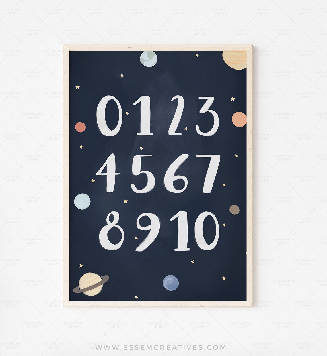 Space Numbers Poster Navy Solar System 0-10 Print 123 - Etsy