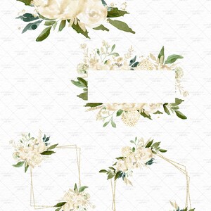 Ivory Watercolor Flowers Clipart, White Floral Watercolor Graphics ...