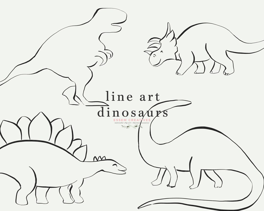 Dinosaur Line Art Clip Art for Coloring Pages, T-rex Tyrannausaurus ...