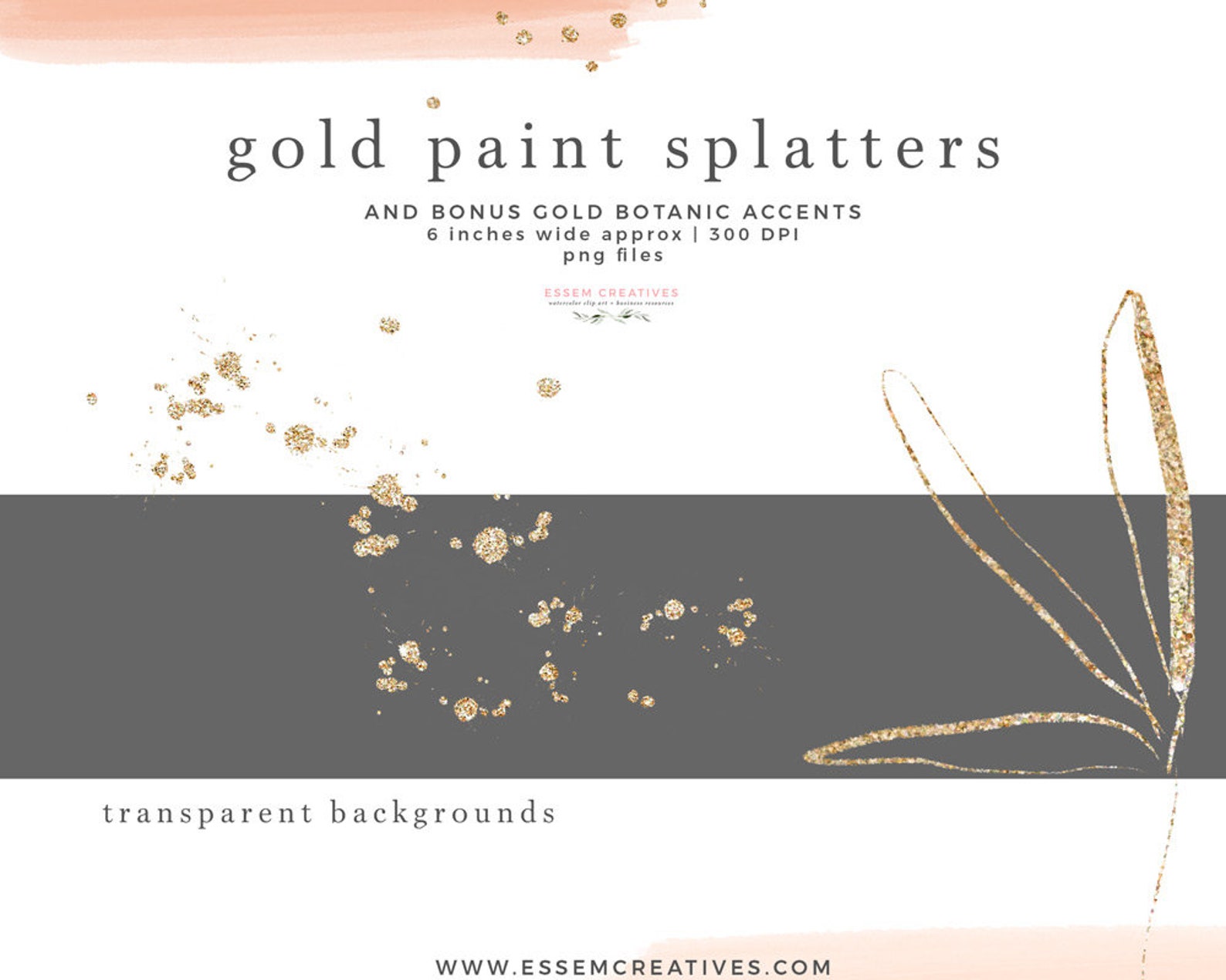 Gold Paint Splatter Clipart Overlay, Gold Glitter Ink Splatter Clip Art ...