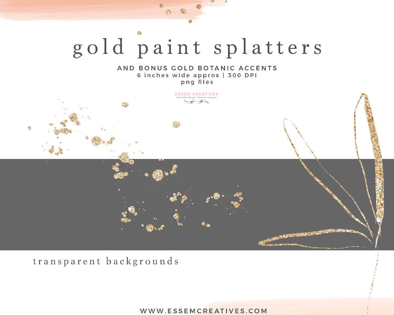 Gold Paint Splatter Clipart Overlay Gold Glitter Ink Splatter | Etsy