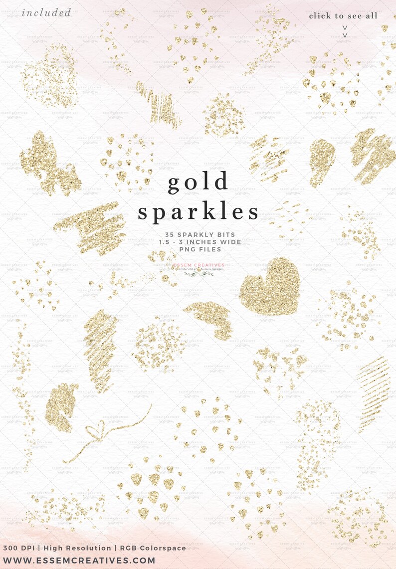 Gold Sparkle Glitter Clipart Overlay Brush Stroke Sublimation - Etsy