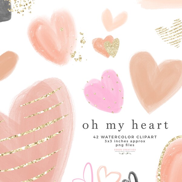 Watercolor Hearts - Etsy