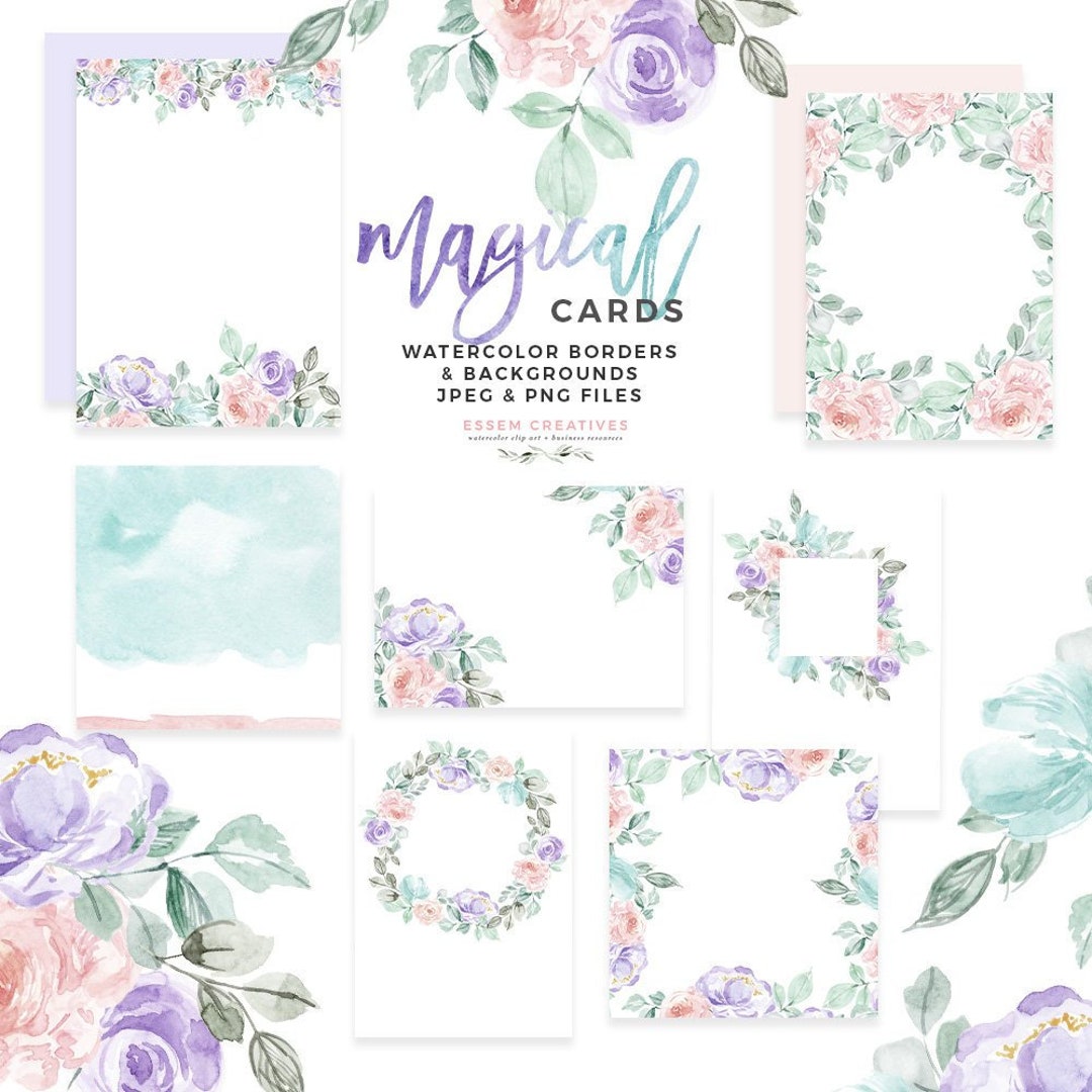 Watercolor Floral Card Border Template, Winter Flowers Clipart, Floral ...