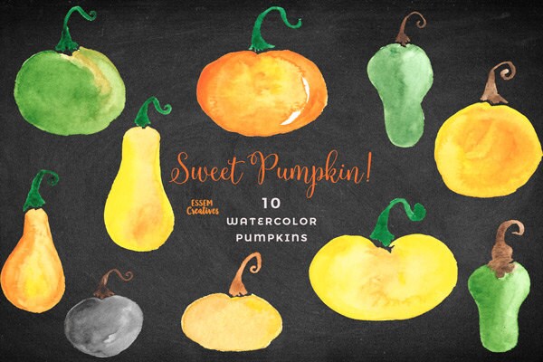 Watercolor Pumpkin Clipart Autumn Fall Clipart Halloween | Etsy
