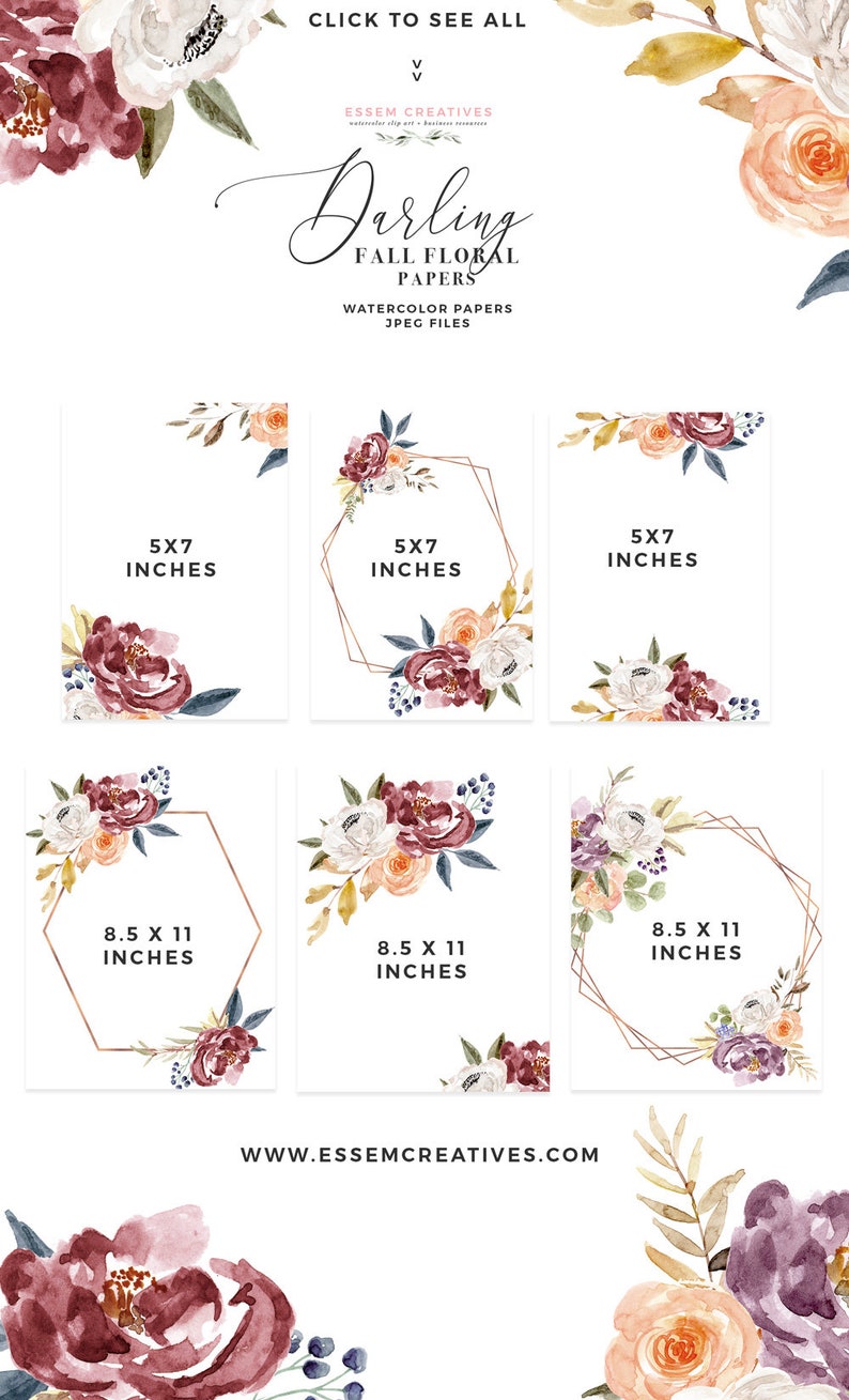 Burgundy & Navy Floral Digital Paper Pack Boho Chic Geometric | Etsy