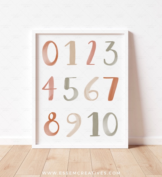 Neutral Numbers Poster Boho 0-10 Print 123 PRINTABLE Wall | Etsy