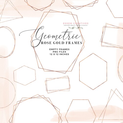 Geometric Frame Clipart Rose Gold Silver Frames Clip Art - Etsy