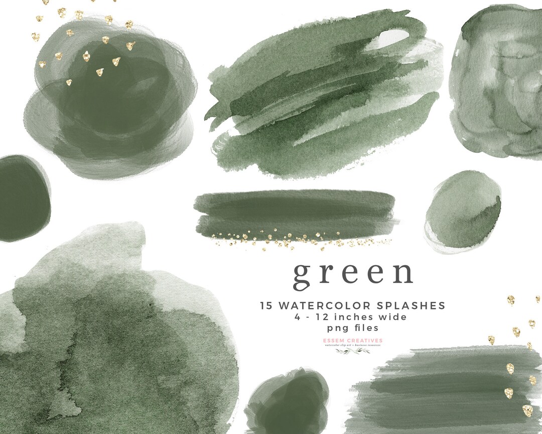 Green Watercolor Clipart Texture Shape Splash, Olive Dark Green ...