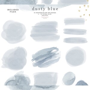 Dusty Blue Watercolor Clipart Texture Shapes Splash Splodge, Watercolor ...