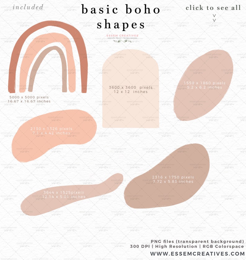 Basic Boho Shapes Clipart Boho Arch Box in Peach and Neutral | Etsy
