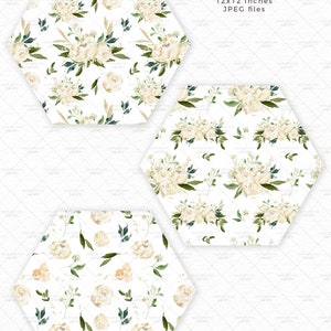 Ivory Watercolor Flowers Clipart, White Floral Watercolor Graphics ...