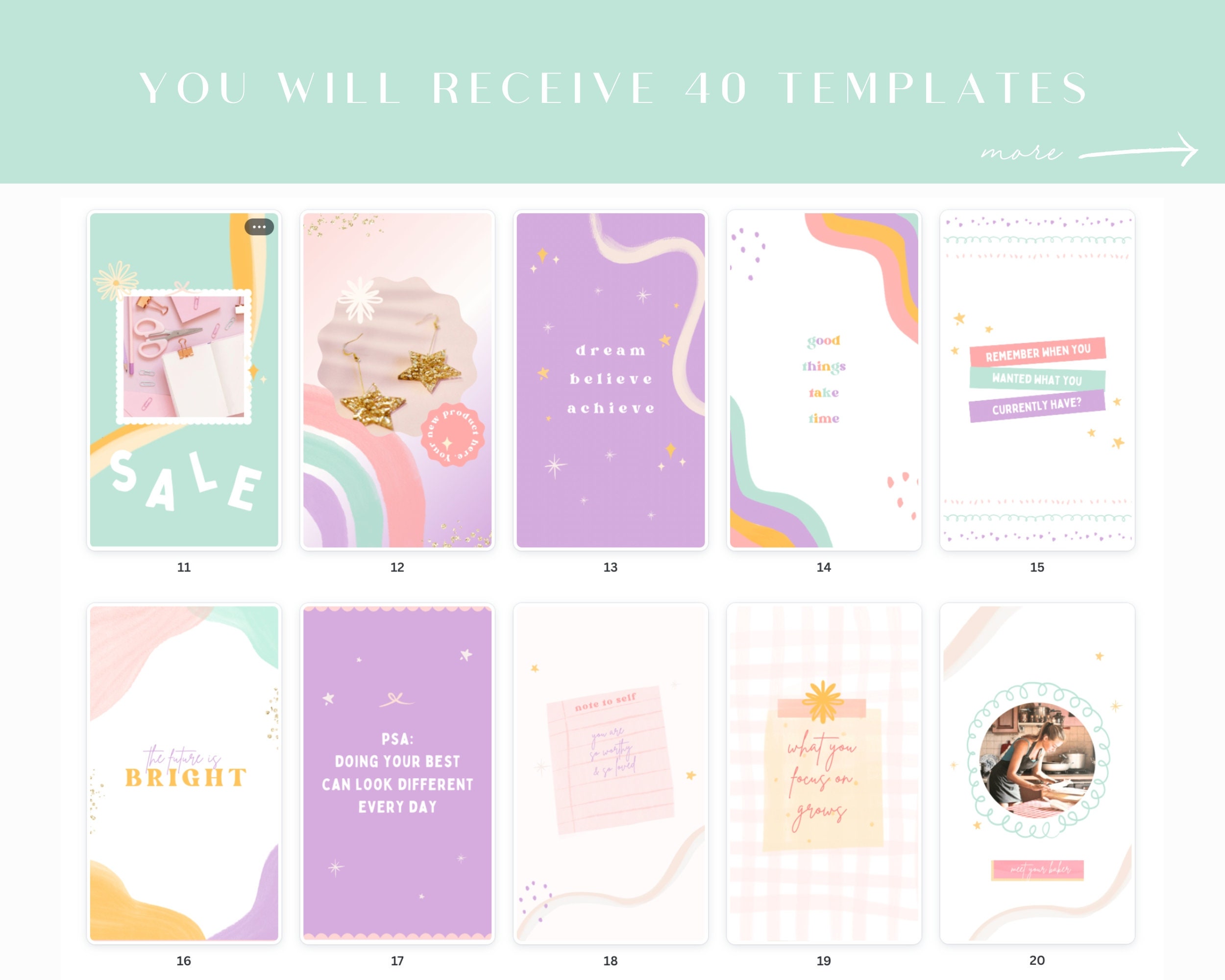 Rainbow Instagram Story Templates Canva, Inspirational Quotes for ...