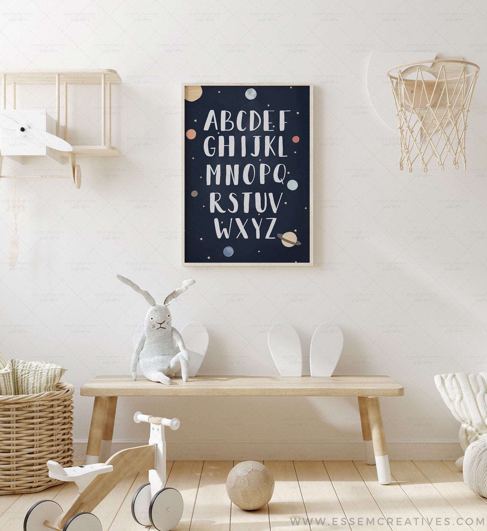 Solar System Alphabet Poster Navy Space Alphabet Print | Etsy