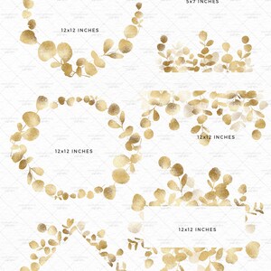 Eucalyptus Wreath Clipart, Gold Leaf Branch Floral Clipart, Geometric ...
