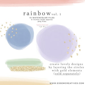 Watercolor Rainbow Clipart, Circles Clipart, Digital Planner Stickers ...