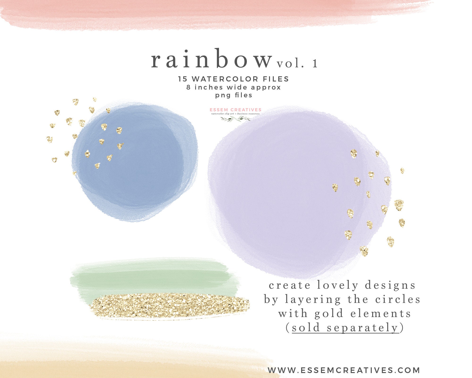 Watercolor Rainbow Clipart Circles Clipart Digital Planner | Etsy