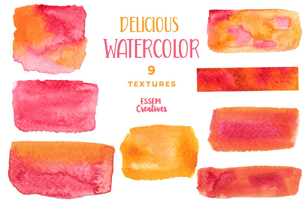 Pink Orange Watercolor Brush Strokes Clipart Watercolour - Etsy