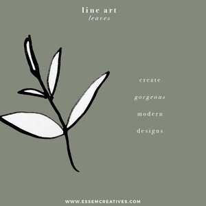 Line Art Leaves Clipart Illustration, Botanical Greenery Foliage ...