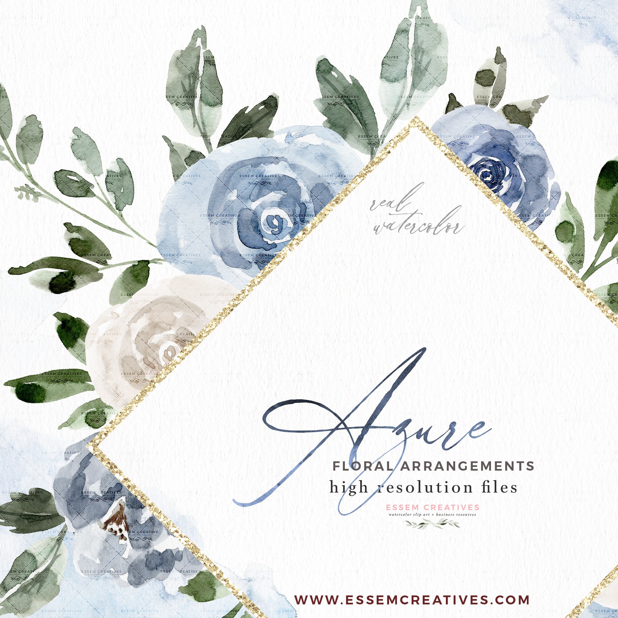 AZURE Blue Watercolor Flowers Clipart Winter Floral Clip Art - Etsy Canada