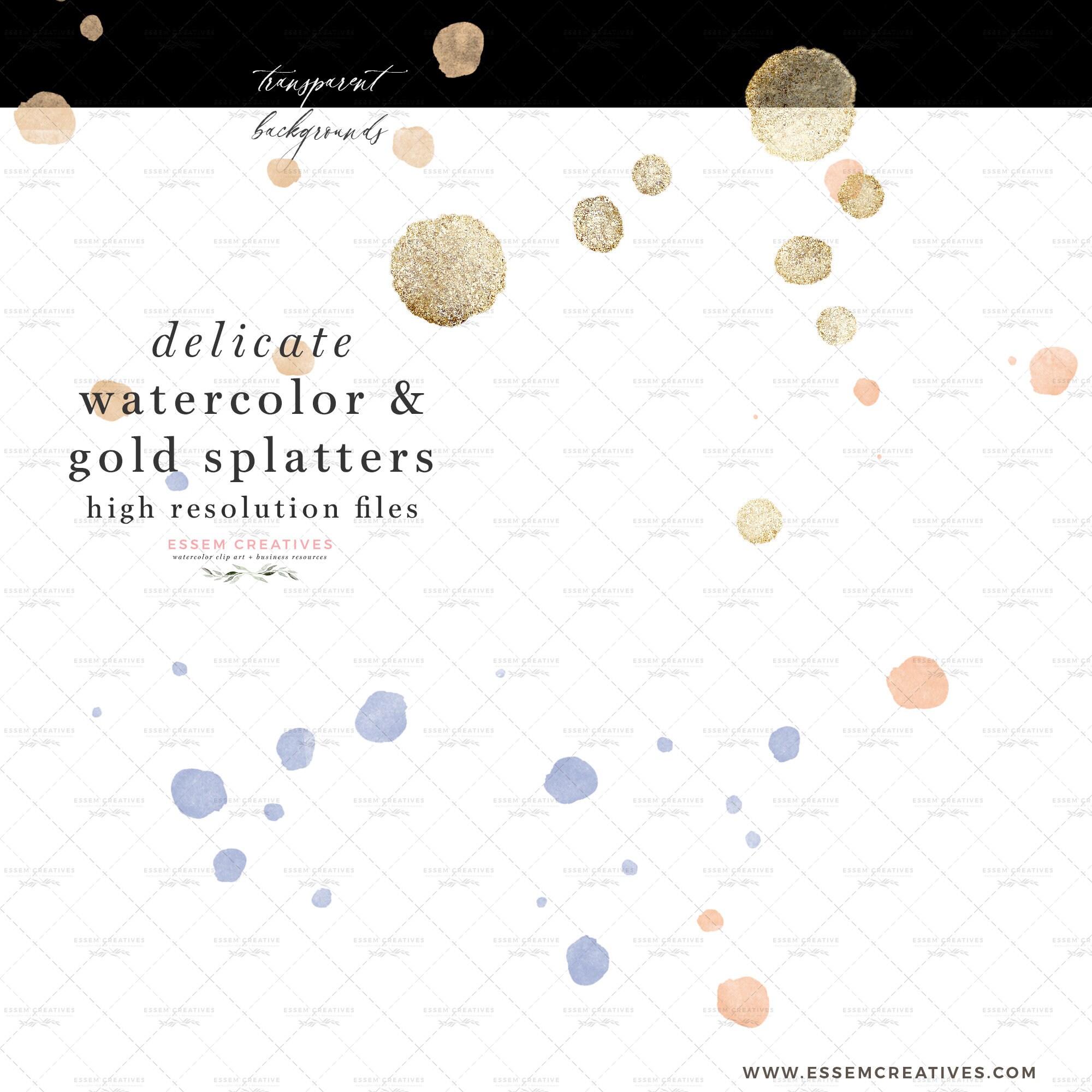 Gold Paint Splatter Clipart Overlay, Watercolor Ink Splatter Clip Art ...