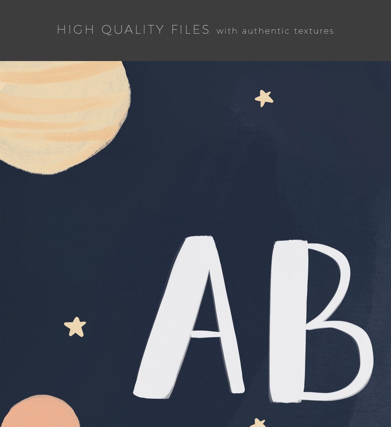 Solar System Alphabet Poster Navy Space Alphabet Print | Etsy