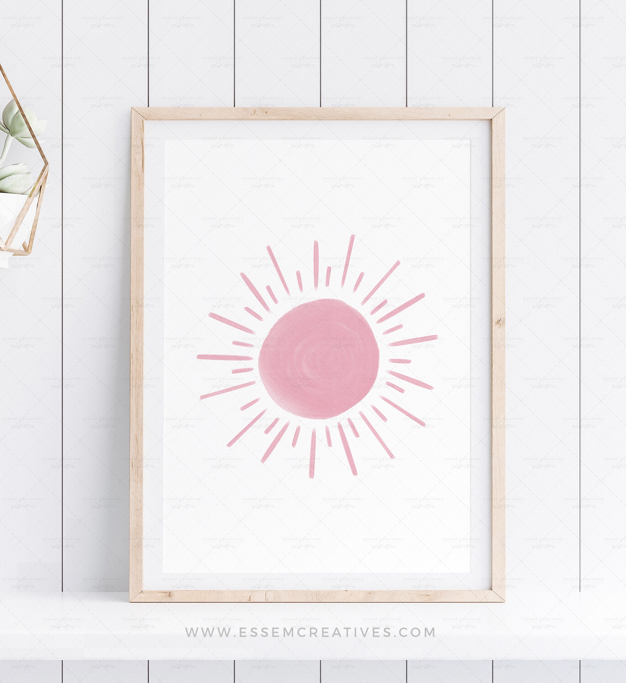 Blush Pink Sun Print Boho Baby Girl Nursery Print Sun Wall | Etsy