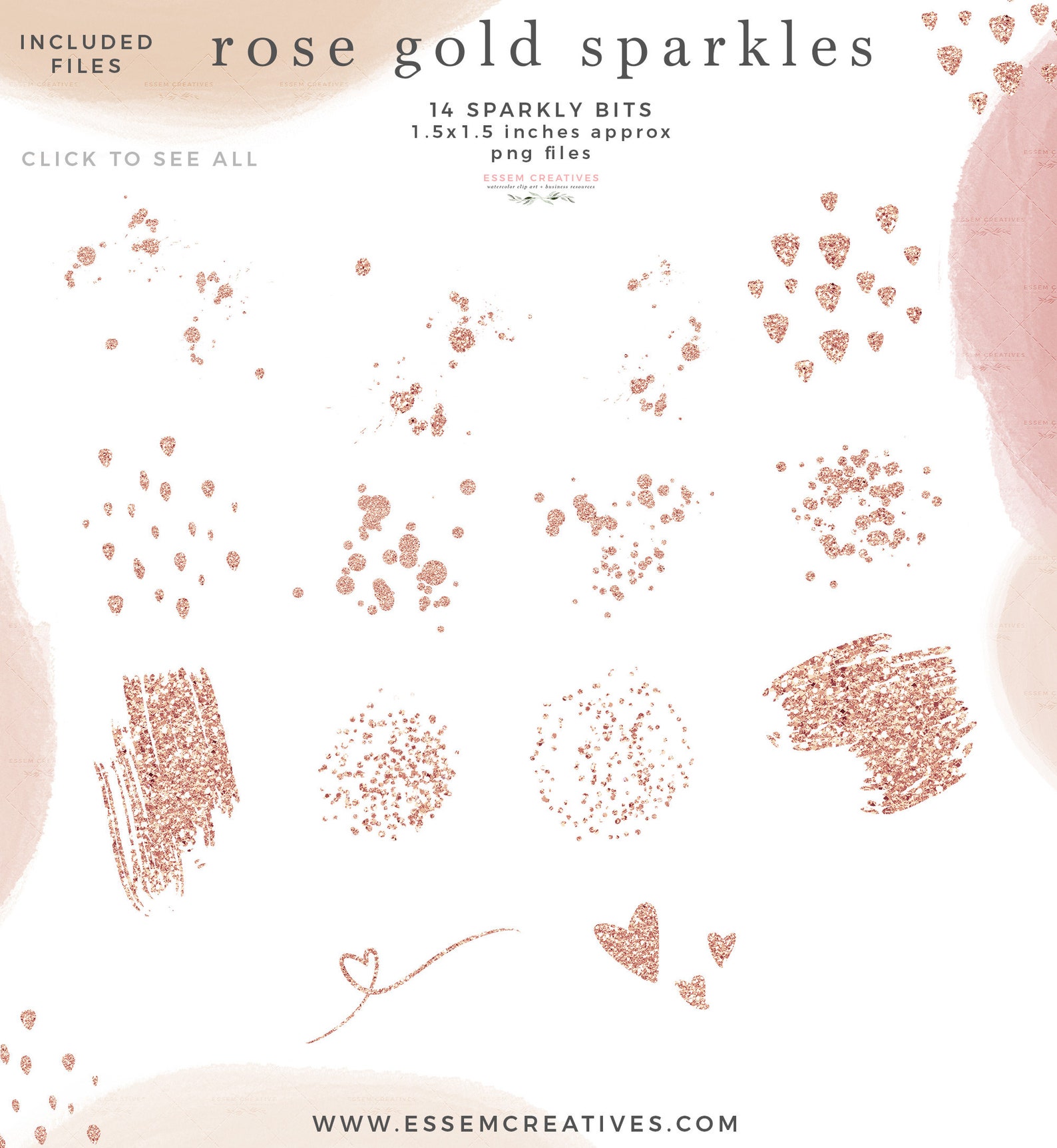Rose Gold Sparkle Glitter Clipart Overlay Sublimation PNG - Etsy