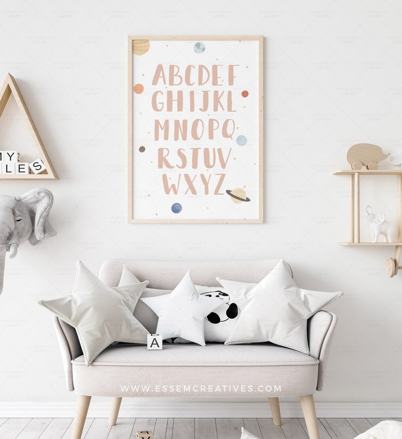 Solar System Alphabet Poster, Space Boho Alphabet Print, PRINTABLE Wall ...