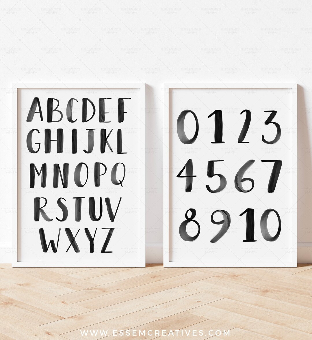 Neutral Alphabet and Numbers Print, Black Alphabet Poster, PRINTABLE ...
